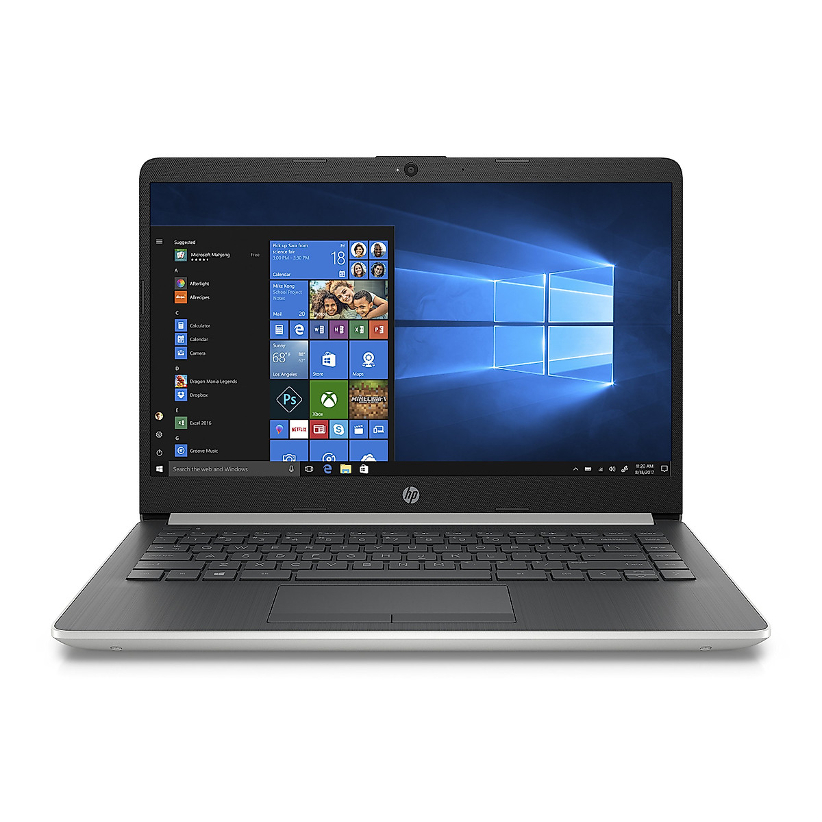 HP 14-inch Laptop, 8th Generation Intel Core i3-8130U Processor, 4 GB SDRAM, 128 GB Solid State Drive, Windows 10 Home in S Mode (14-df0020nr, Natural Silver)