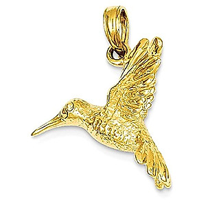 IceCarats 14K Yellow Gold Hummingbird Necklace Bird Pendant Charm Only