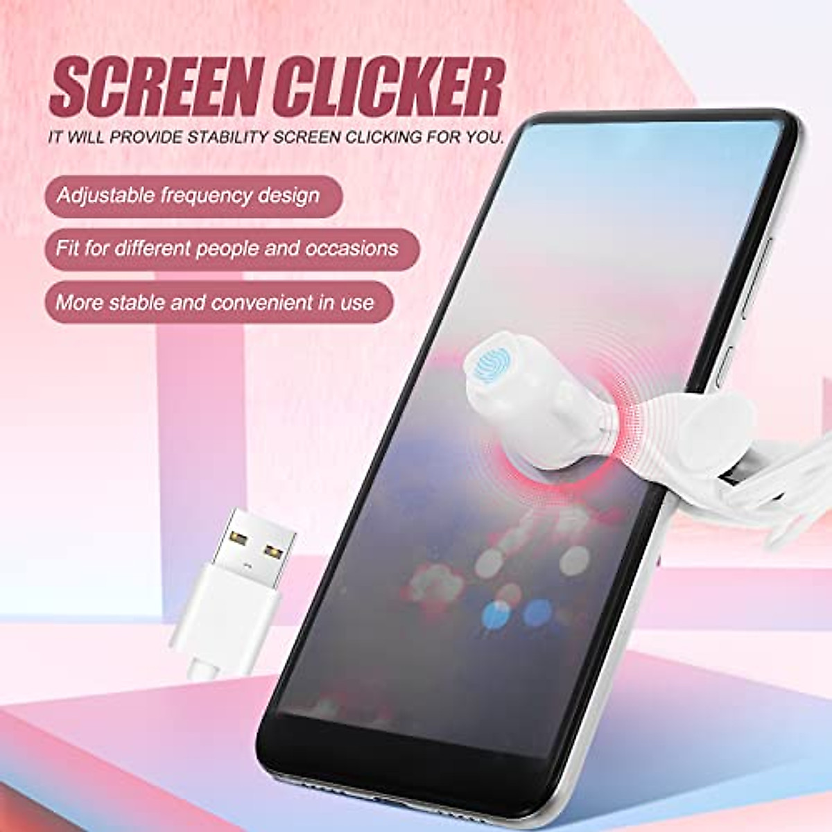 Hemobllo Deals Auto Clicker for Phone: Automatic Phone Screen Auto Phone Clicker USB Automatic Screen Clicker for Gaming Live Broadcast Shopping Pc Accessories Pc Accessories Computer Stand