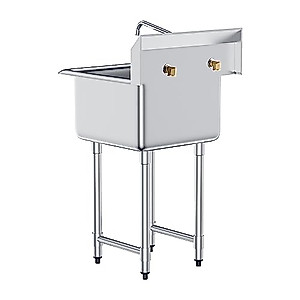 VEVOR Stainless Steel Prep & Utility Sink, 1 Compartment Free Standing Small Sink Include Faucet & legs, 21"x41" Commercial Single Bowl Sinks for Garage, Restaurant, Kitchen, Laundry, NSF Certified