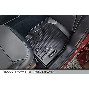 SMARTLINER Floor Mats 3 Rows - Cargo Liner Behind 3rd Row Set Black Compatible with 2020-2023 Explorer Only Fits 6 Passenger Models W/Bucket Seat
