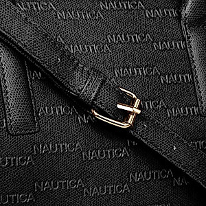 Nautica womens Sandy Jr. Top Handel With Removable Crossbody Strap Satchel Bag, Black( Embossed Logo), One Size US