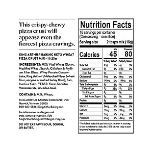 King Arthur Baking Keto Pizza Crust Mix, 1g Net Carbs Per Serving, Low Carb & Keto Friendly, 10.25 oz