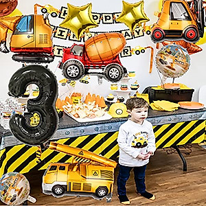 Construction 3rd Birthday Party Supplies for Boys, Cars and Trucks Balloons Construction Trucks Party Decorations for three Birthday Party Construction Tractor Themed Birthday Party Favor