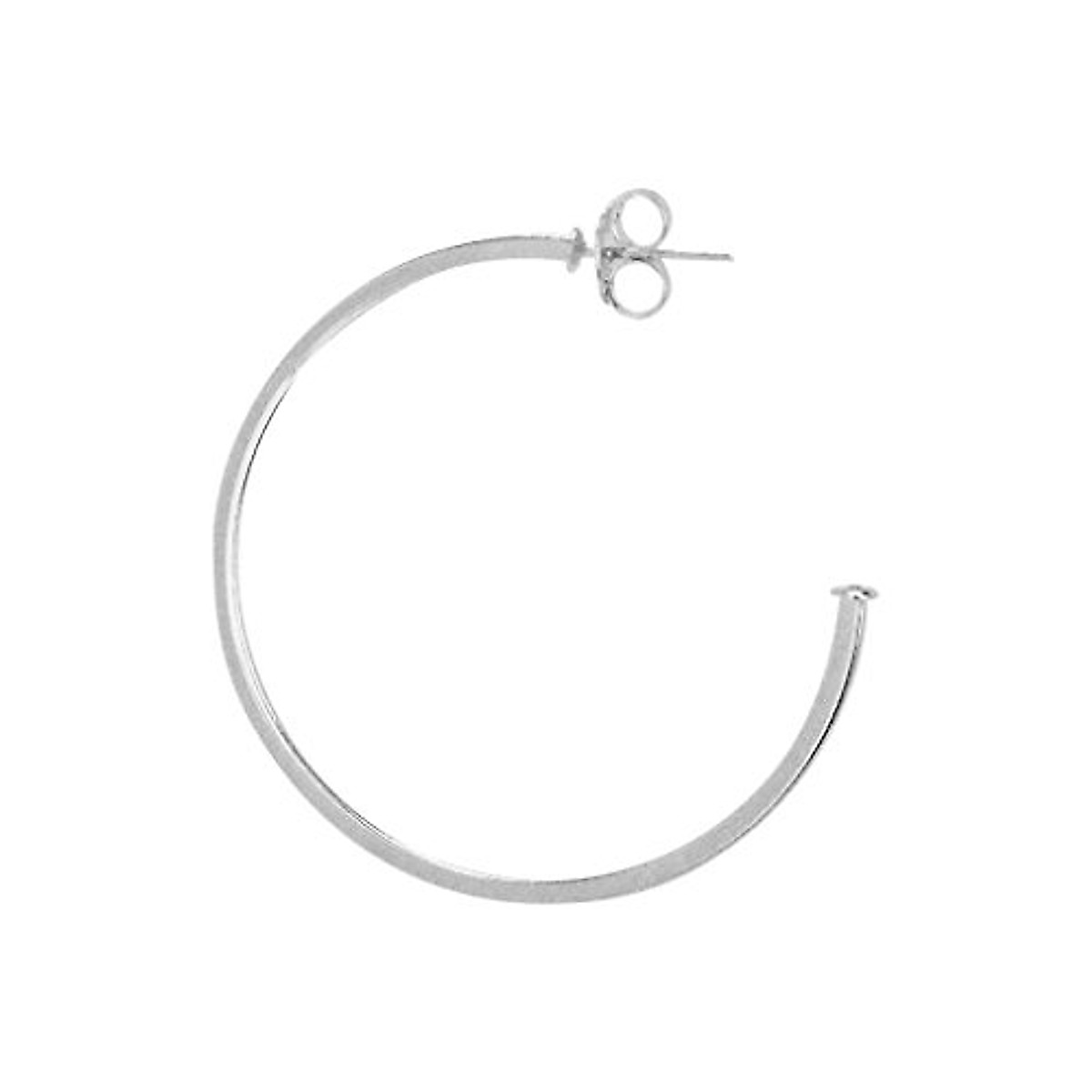 Sheila Fajl Perfect Square Tube 1.75 inch lightweight Hoop Earrings in Brushed Finish Silver Plated
