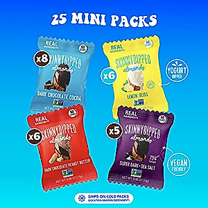 SkinnyDipped Snack Attack Minis Almond Variety Pack, Healthy Snack, Plant Protein, Gluten Free, 0.46 oz Mini Bags, Pack of 25