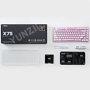 YUNZII X75 PRO 82 Key Wireless Hot Swappable Mechanical Gaming Keyboard with Transparent Keycaps,BT5.0/2.4G/USB-C, Gasket Mount Keyboard,for Windows/Mac (Crystal White Switch, Wireless-Pink)