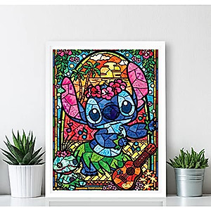 hkejoi Stitch Diamond Painting Kits for Adults,Stitch Diamond Art Kits,DIY 5D Stitch Gem Art Kits for Adults & Kids,Home Wall Decor and Gifts 12x16in
