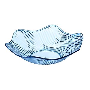 Hemoton Serving Bowl Platter Fruit Holder Bowl Clear Salad Bowl for Home Party Chips Candy Snack Flower Pattern Wave Edged 25.8cm (Blue)