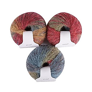 Mohair Yarn for Knitting & Crocheting, 3 Skeins Gradient Multi Color Wool Yarn Soft Fuzzy Mohair Knitting Yarn for Crochet Baby Clothes Hats Sweater Scarf, 30g/Skein
