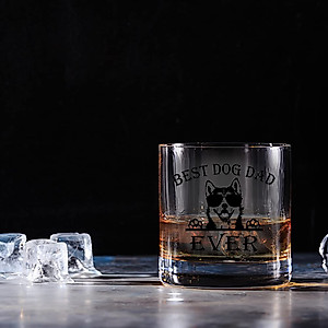 Perfectinsoy Dog Dad Ever Whiskey Glass with Gift Box, Cute Husky Dog Themed, Dog Lover Gifts for Him, Dog Dads, Dad, Grandpa, Uncle, Brothers, Husband, Whiskey Glass Gift for Dog Lovers …