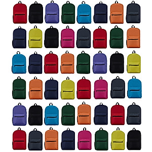 Yacht & Smith 48 Pack 17 Inch Wholesale Backpacks for students, 12 Assorted Colors - Bulk Case of Bookbags Water Resistant Knapsacks