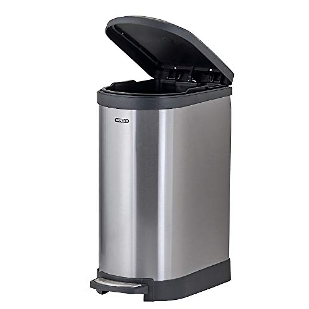 Superio Stainless Steel Garbage Pail-Narrow Small Trash Can with Lid for Bedroom, Bathroom and Office (2.6 Gallon)