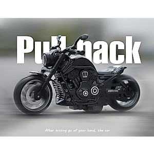 Gilumza Pull Back Motorcycles Toy, Moto Gift with Music Lighting, Wolverine Motorcycle Toys for Boys Kids Age 3-12 Year Old (Black)