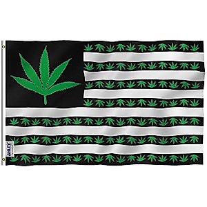 ANLEY Fly Breeze 3x5 Foot Marijuana Leaf USA Polyester Flag - Vivid Color and Fade proof - Canvas Header and Double Stitched - US Marijuana Leaves Flags with Brass Grommets 3 X 5 Ft
