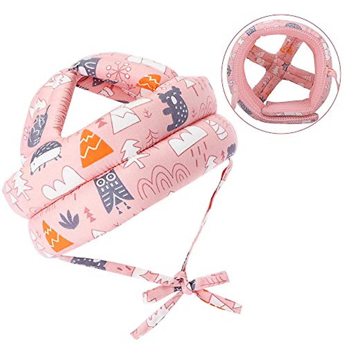 ORANGEHOME Toddler Walking Helmet, Baby Bumper Protect Hat Head Cushion Breathable, Kids Anti-Fall Safety Cap for Walking and Playing-Pink