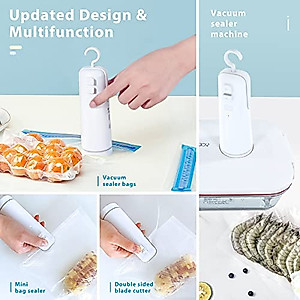 Handheld Vacuum Sealer, Cheweetty 3 In 1 Mini Bag Sealer Heat Seal with Cutter/Electric Ball Pump with Needle and Nozzle for Football Basketball Balloon/Portable Hand Vacuum Machine for Food Saver