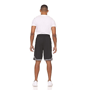Spalding Mens Rise Basketball Short, 10" Inseam, Black/White, M