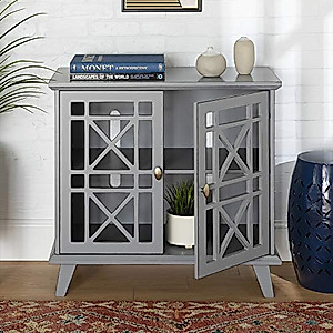 Walker Edison Wood Kitchen Accent Buffet Sideboard Entryway Serving Storage Cabinet with Doors Entryway Kitchen-Dining Room Console Living Room, 32 Inch, Grey
