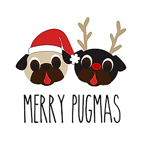 CafePress Merry Pugmas Christmas Pug Santa & Reindeer Mugs Ceramic Coffee Mug, Tea Cup 11 oz