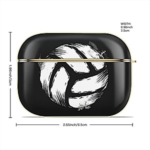 Cute Volleyball Art Airpods Pro Case with Keychain,Gold Plated Air Pod Pro Hard Protective Cover and Accessory,for Women and Girls,Compatible for iPods Pro