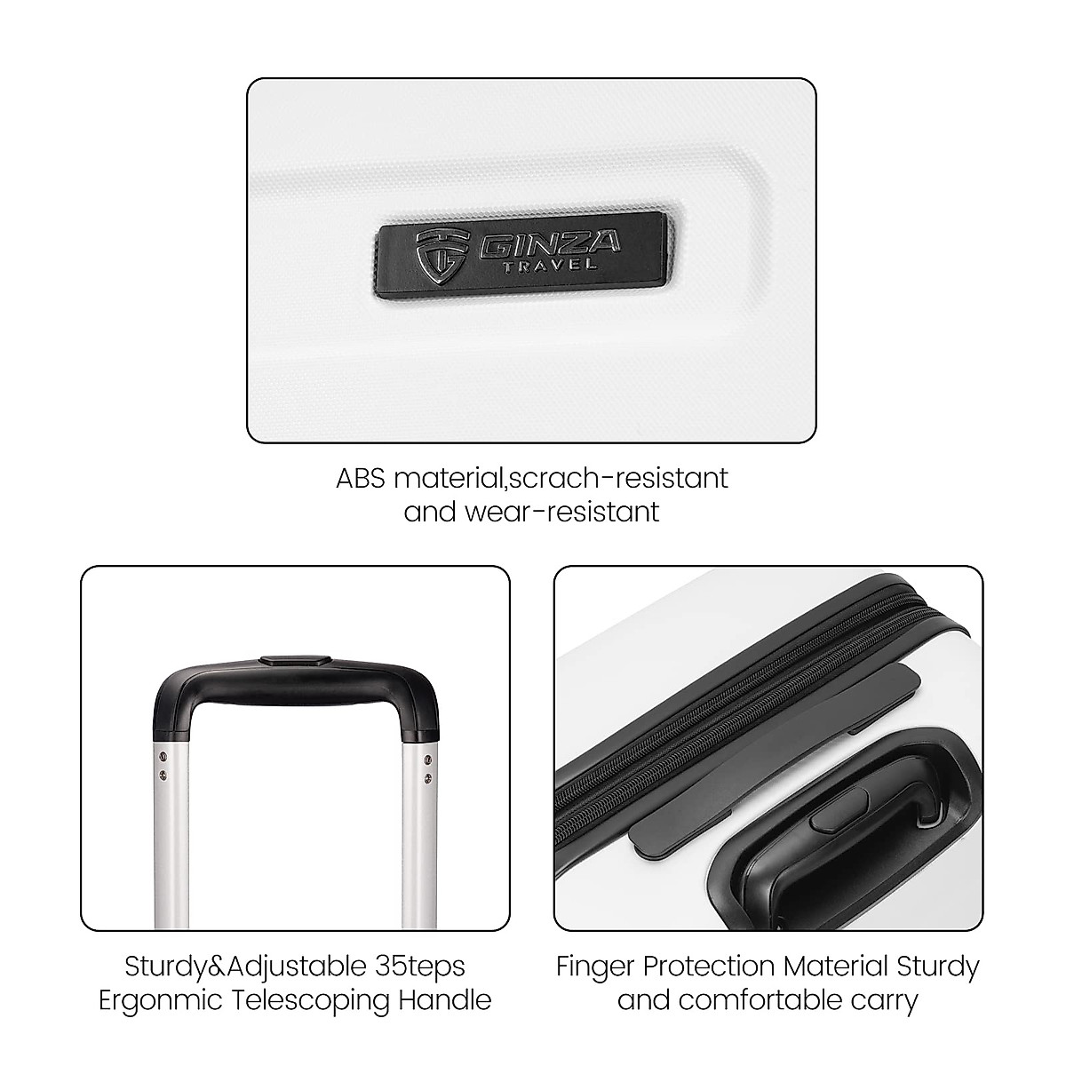 PRIMICIA GinzaTravel 2-Piece Luggage Sets Expandable Suitcases with 4 Wheels PC+ABS Durable Hardside Luggage sets TSA lock (White, 2-Piece Set(20"/29"))