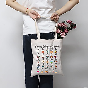 Coping Skills Alphabet Tote Bag Counselor Handbag Mental Health Awareness Bag Therapist Bag (Shopping Bag)