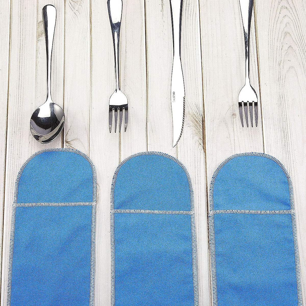 Silver Storage Bags Flatware Storage Blue Silver Flatware Storage Silverware Box Storage for Silver Tarnish Proof Silverware Cloth Storage Flatware Bags for Teaspoon Utensils Flatware (8 Pieces)