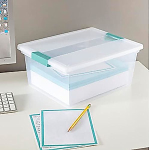 Sterilite Deep Clear Plastic Stackable Storage Container Bin Box Tote with Clear Latching Lid Organizing Solution for Home & Classroom, 32 Pack