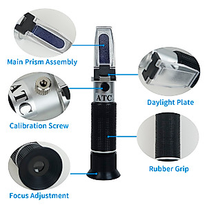 NANBEI 4-in-1 Antifreeze Coolant Refractometer,（Copper ）CNC Machine coolant Refractometer for Diesel Exhaust Fluid,Automobile Antifreeze System, Battery Acid and Windshield Washer Fluid