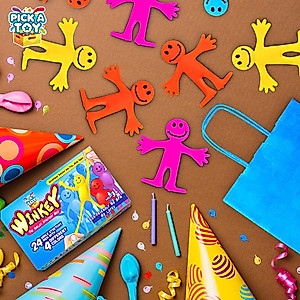 Stretchy Happy Man Toy Party Favors - Sensory Gel Toy Set of 24 for Kids, Stress Relief Fidget Toys for Autism, ADHD - Stretchy Toys and Small Prizes and Stocking Stuffers