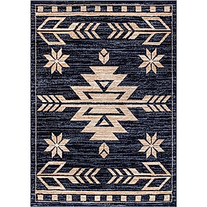 Well Woven Canton Blue Southwestern Medallion Area Rug 4x6 (3'11" x 5'3")