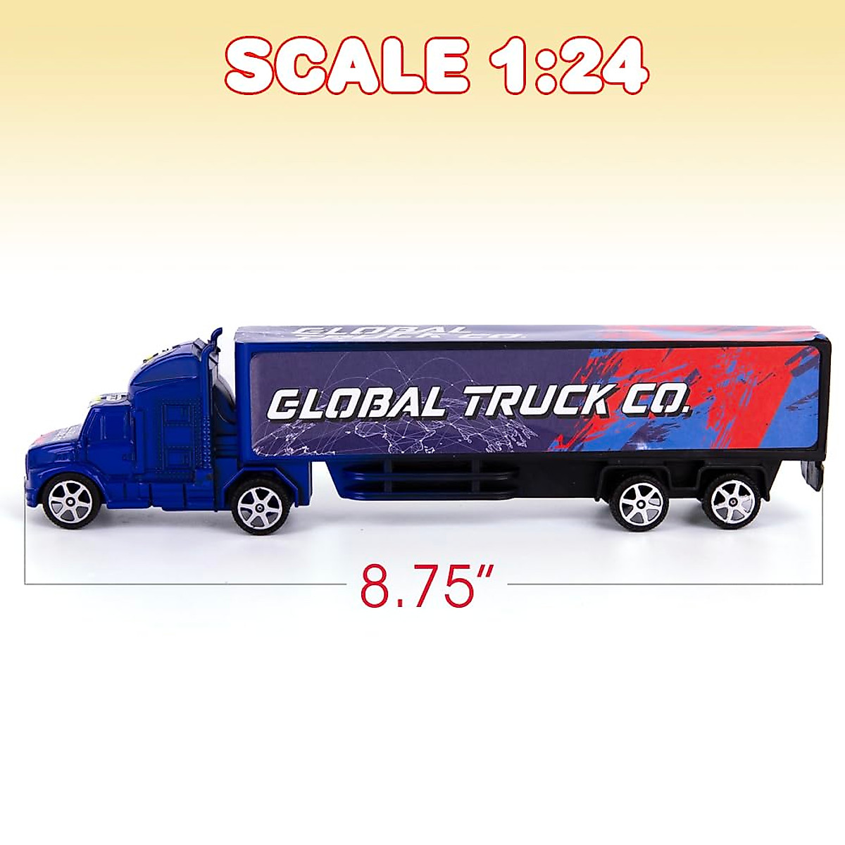 ArtCreativity Semi Truck Toys for Boys, Set of 2, Pull Back Truck Toys for Kids in Red & Blue, Trailer Trucks for Hours of Pretend Play, Unique Toy Car Party Decorations and Boys’ Room Decor