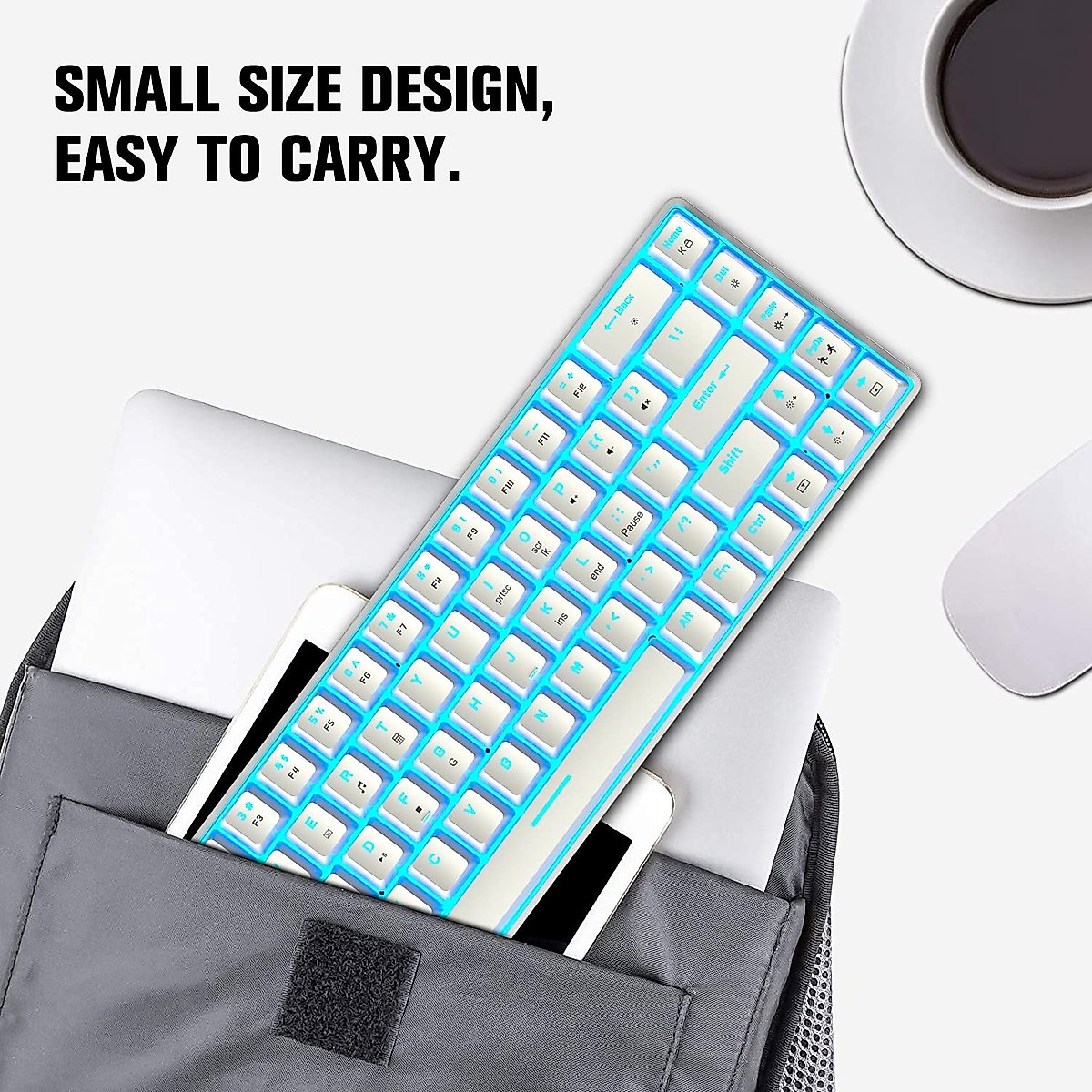 60% Mechanical Gaming Keyboard and Mouse Combo RGB Backlight Ultra-Compact Ergonomic Anti-ghosting 68 Keys 6400DPI Silent Honeycomb Mice Type-C Wired for Computer Mac Gamer
