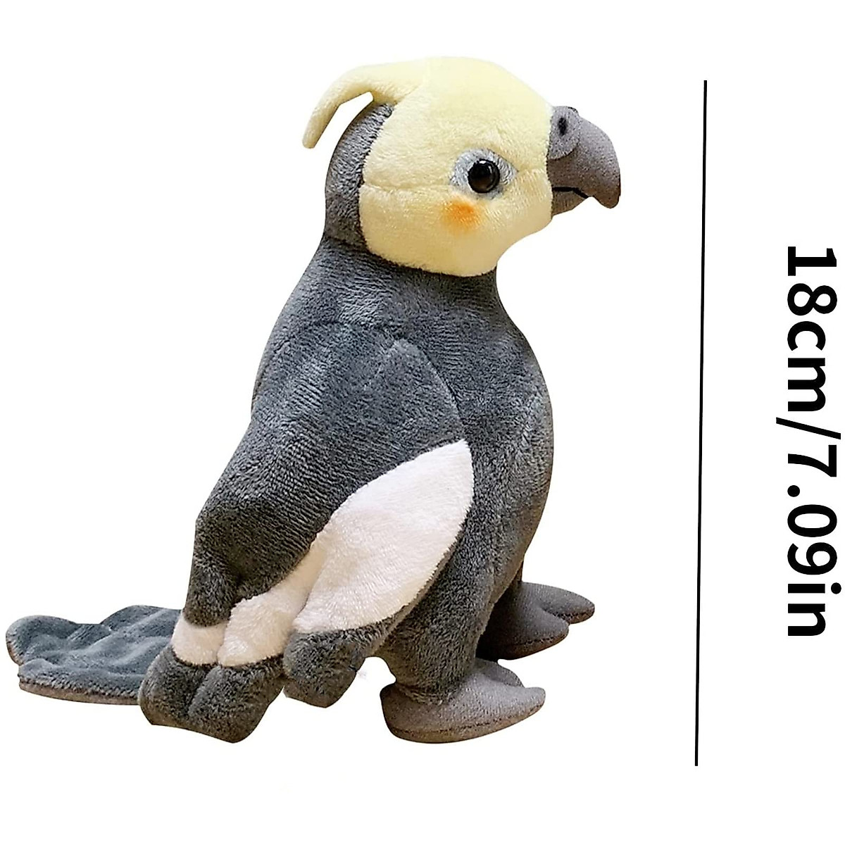 ZHONGXIN MADE Grey Cockatiel Plush Toy - Simulation 7 Inch Parrot Stuffed Animal, Cute Little Bird Doll as Gift for Your Friends