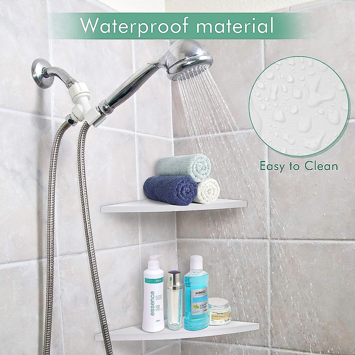 Yuehuam 3 Pack White Corner Floating Shelves Wall Mounted Corner Storage Display Shelving Floating Corner Shelf Rack for Bathroom, Bedroom, Living Room, Kitchen