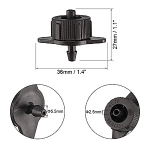 uxcell Pressure Compensating Dripper 1 GPH 4L/H Emitter for Garden Lawn Drip Irrigation with Barbed Hose Connector, Plastic Black 15pcs