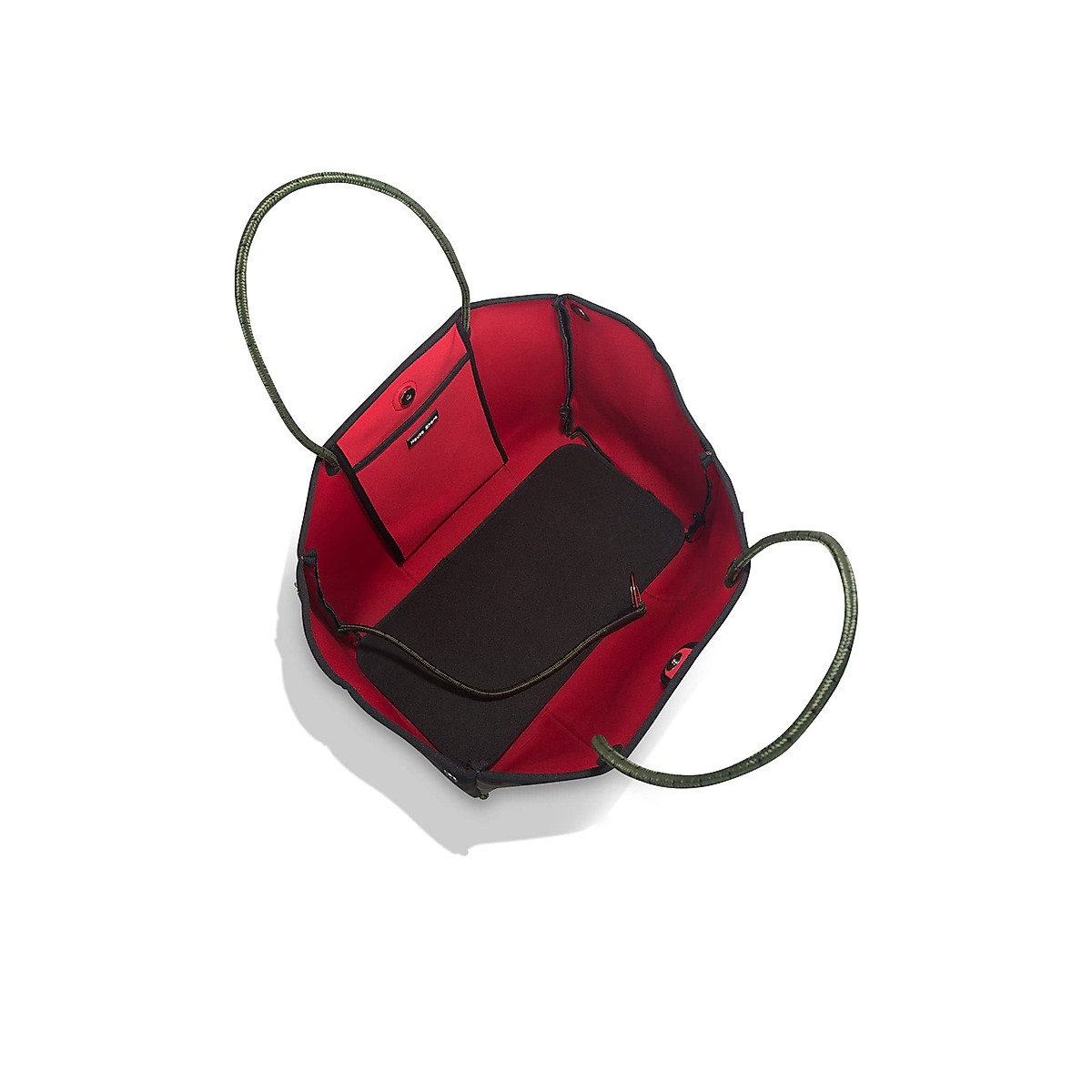 Haute Shore - Greyson Brat2 Neoprene Tote Bag w/Zipper Wristlet Inside (Greyson, Camo Gren w/Black & Red Stripe)