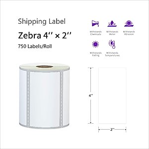 AveneMark 12 Rolls 4" x 2" Direct Thermal Labels for Barcodes Postage Address Shipping Labels Compatible with Rollo & Zebra Desktop Printers Adhesive - 750 Labels/Roll