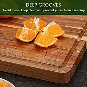 Extra Large Acacia Wood Cutting Board, 24x18 Inch Large Butcher Block Chopping Board with Handle and Juice Groove, Carving Board for Turkey, Meat, Vegetables, BBQ