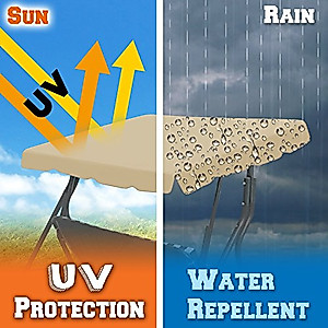 BenefitUSA Canopy ONLY Swing Chair Awning Outdoor Swing Cover Outdoor Patio Swing Canopy Replacement Porch Top Cover for Seat Furniture (65"x45", Beige)