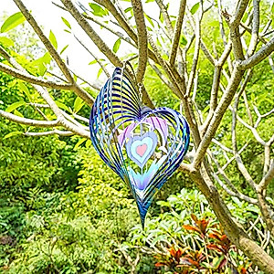 12" 3D Hanging Wind Spinners Windmills for The Yard Garden Decoration Large Metal Wind Chimes Sculptures Catchers Swivel Hooks Yard Haning Spinner Outdoor Indoor Crafts Pinwheel Lawn Art Home Decor
