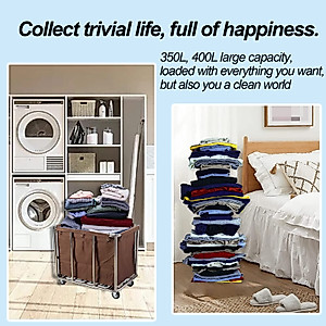 XIJIXILI Laundry Cart with Wheels Industrial 12 Bushel (400l) Collapsible Laundry Hamper Commercial Large Heavy Duty Rolling Laundry Basket Waterproof Laundry Trucks for Home Organizer Storage