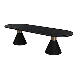 TOV Furniture Rishi 30" H Oval Rope Modern Acacia Wood Dining Table in Black