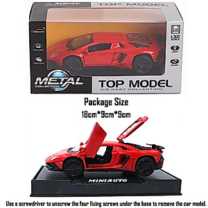 Alloy Collectible Red Lamborghini Car Toy Pull Back Vehicles Diecast Cars Model with Light & Sound
