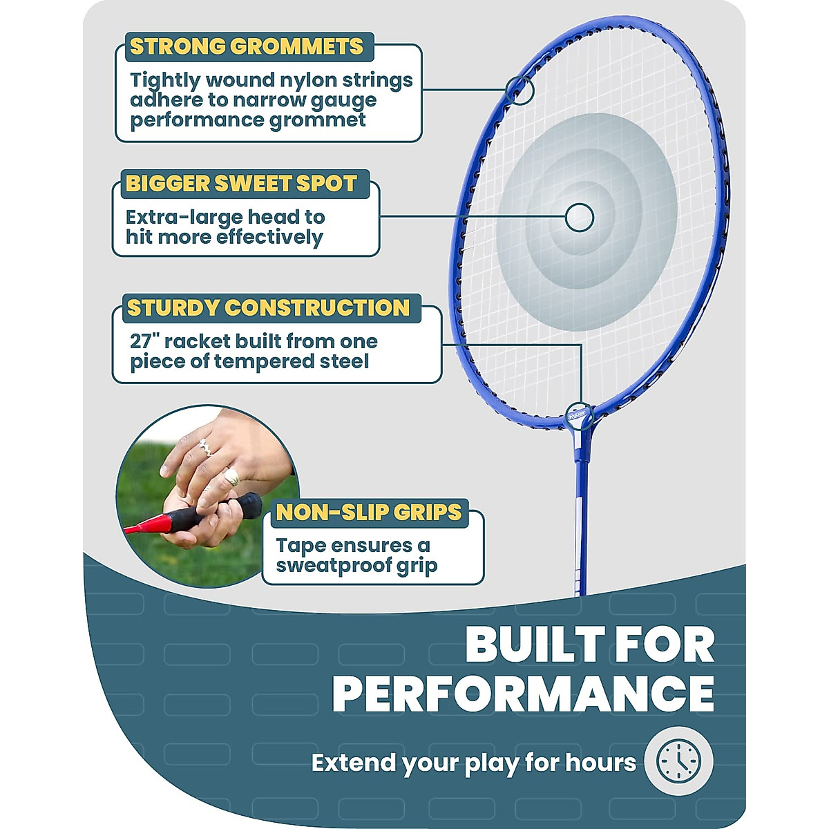 Boulder Sports Badminton Racket Set - Lightweight Badminton Rackets with 3 Shuttlecocks and Racquet Case - Badminton Set for Backyard or Outdoor Games