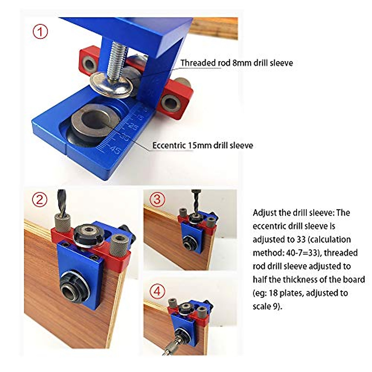 MISNODE 3 in 1 Woodworking Hole Positioner Aluminum Alloy Drilling Locator Drill Guide Hole Puncher Set Hole Punch Locator Kit Drilling Jig Tool Accessories for Woodworking