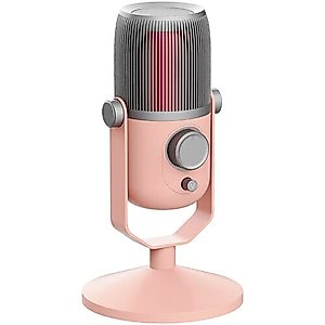 THRONMAX USB Gaming Microphone with High-Res Metering, Condenser Desktop Mic for PC, PS4, PS5 and Mac,96 kHz / 24-Bit Audio, LED Lighting Voice Effects for Streaming&Podcasting,Twitch, YouTube,(Pink)