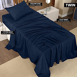 Utopia Bedding Twin Bed Sheets Set - 3 Piece Bedding - Brushed Microfiber - Shrinkage and Fade Resistant - Easy Care (Twin, Navy Blue)