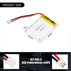 YDL 3.7V 600mAh 503040 Lipo battery Rechargeable Lithium Polymer ion Battery Pack with PH2.0mm JST Connector